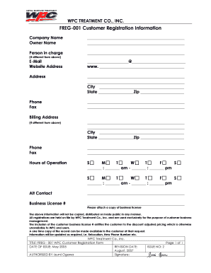 Fillable Online FREG-001 WPC Customer Registration Form Fax Email Print ...