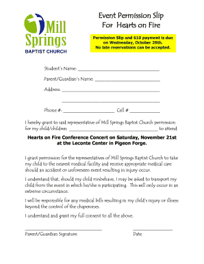 18 Printable church permission slip template Forms - Fillable Samples ...