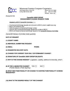Fillable Online CamaUSA Enhancement Request Form Draft 8-21-2009doc Fax ...