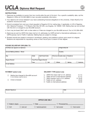 Fillable Online registrar ucla Diploma Mail Request Fax Email Print - pdfFiller