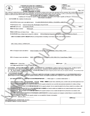 Fillable Online seafood nmfs noaa Health Certificate Certificate of ...