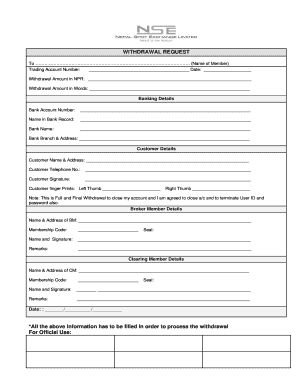 Fillable Online WITHDRAWAL REQUEST To Fax Email Print - pdfFiller