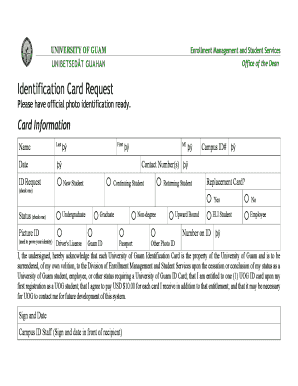 Fillable Online Identification Card Request - uogonlinecom Fax Email ...