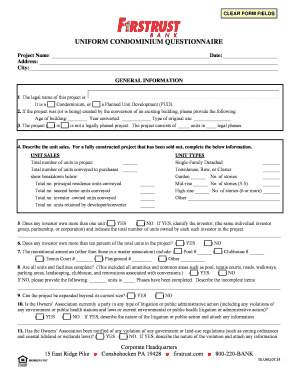 Fillable Online UNIFORM CONDOMINIUM QUESTIONNAIRE - firstrustcom Fax ...