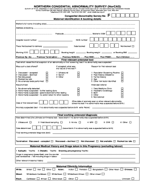 Fillable Online nepho org SURVEY OF FETAL ABNORMALITY IN THE NORTHERN ...