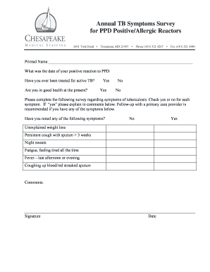 Fillable Online Annual TB Symptoms Survey Fax Email Print - pdfFiller