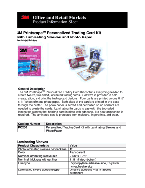 Fillable Online 3M PrintscapeTM Personalized Trading Card Kit Fax Email Print - pdfFiller
