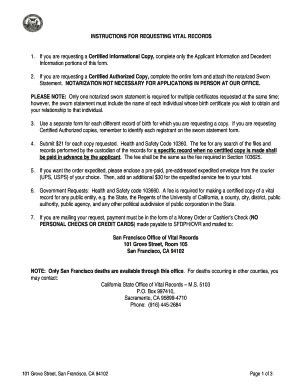 Fillable Online sfdph INSTRUCTIONS FOR REQUESTING VITAL RECORDS - sfdph ...