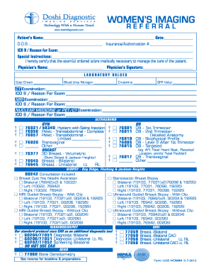 Fillable Online WOMENS IMAGING REFERRAL - Doshi Diagnostic Fax Email Print - pdfFiller