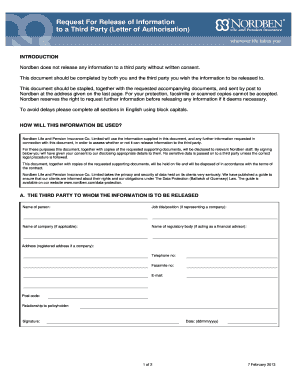 Fillable Online to a Third Party (Letter of Authorisation) Fax Email ...