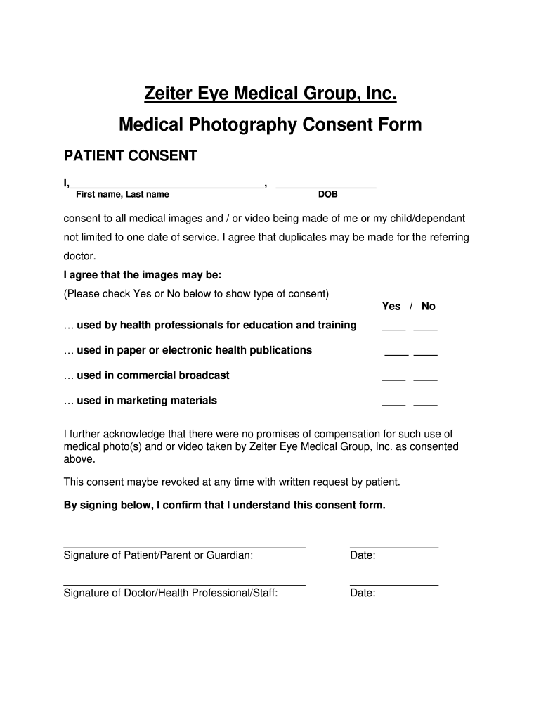 Medical Photography Consent Form Fill Out Sign Online DocHub