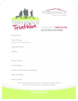 Fillable Online threshold THRESHOLD TRIATHLON REGISTRATION FORM ...