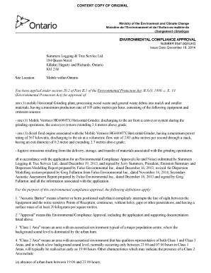 Fillable Online ENVIRONMENTAL COMPLIANCE APPROVAL - Ontario Fax Email ...