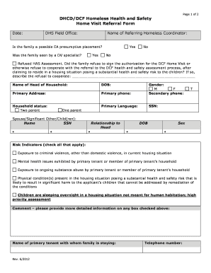 Fillable Online DHCDDCF Homeless Health and Safety Fax Email Print ...
