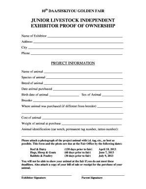 Fillable Online 2013 Proof of Ownership Form Fax Email Print - pdfFiller