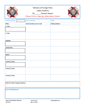 Fillable Online lauxvfwsc LA VFW Election Reportpub Fax Email Print ...