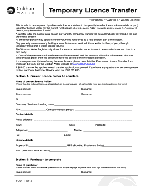 Fillable Online Temporary Licence Transfer Fax Email Print - pdfFiller