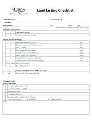Fillable Online graphicexpressions Land Listing Checklist - Graphic ...