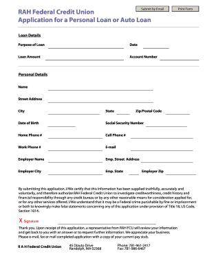Fillable Online rahfcu RAH Federal Credit Union Application for a ...