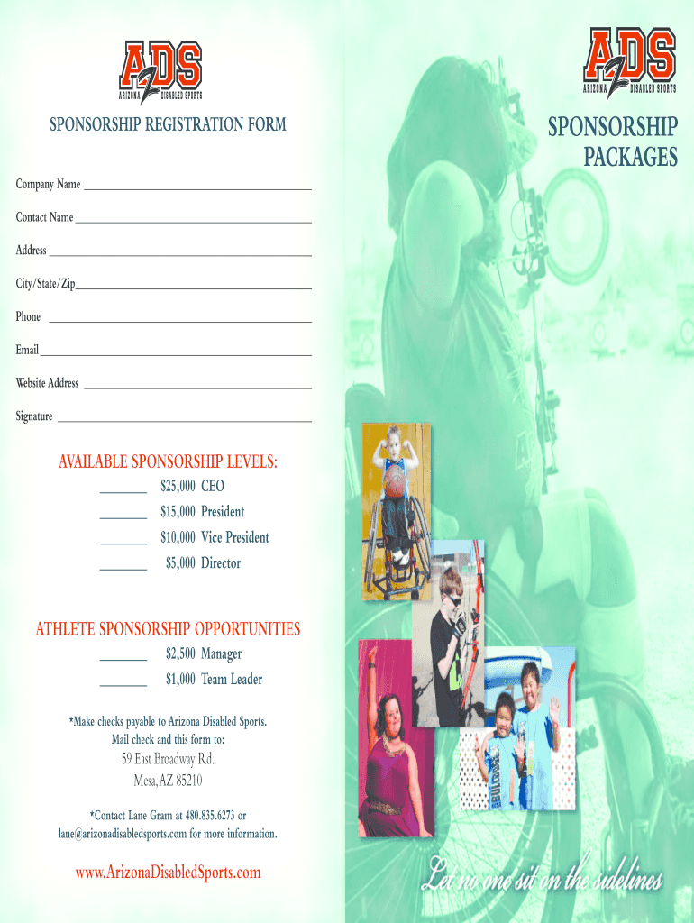 Fillable Online SPONSORSHIP REGISTRATION FORM SPONSORSHIP PACKAGES Fax ...