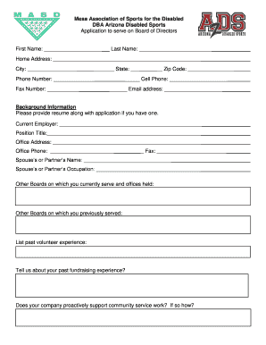 Fillable Online Mesa Association of Sports for the Disabled DBA Arizona ...