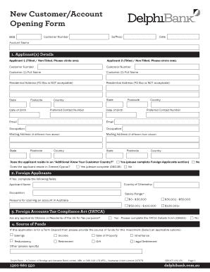 Fillable Online New CustomerAccount Opening Form - Delphi Bank Fax ...