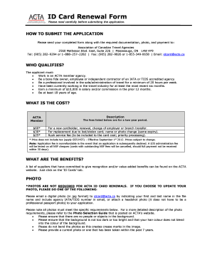 Fillable Online ID Card Renewal Form - actaca Fax Email Print - pdfFiller