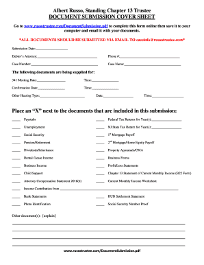 Fillable Online Albert Russo Standing Chapter 13 Trustee DOCUMENT Fax ...