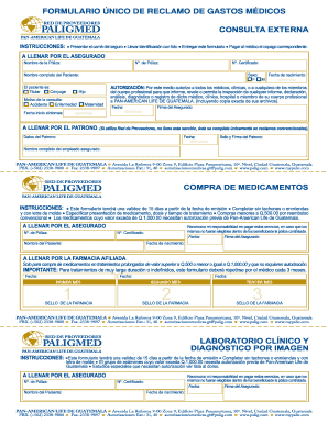 Fillable Online FORMULARIO NICO DE RECLAMO DE GASTOS MDICOS - paligcom ...
