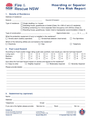 Fillable Online fire nsw gov Hoarding or Squalor Fire Risk Report Fax ...