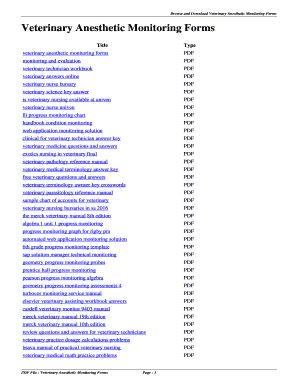 Fillable Online tredx Veterinary Anesthetic Monitoring Forms - tredxnet ...