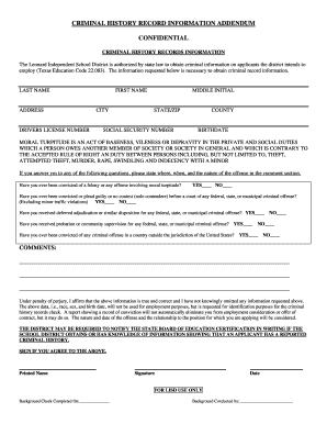 Fillable Online CRIMINAL HISTORY RECORD INFORMATION ADDENDUM ...