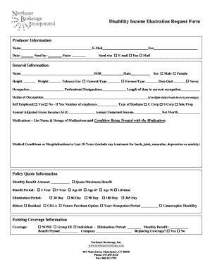 Fillable Online Disability Income Illustration Request Form Fax Email ...