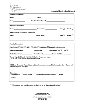 Fillable Online Annuity Illustration Request - Northeast Brokerage Fax ...