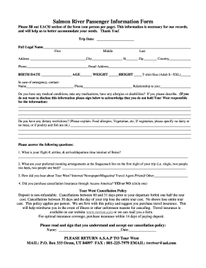Fillable Online Passenger Information Form SR.PDF Fax Email Print ...