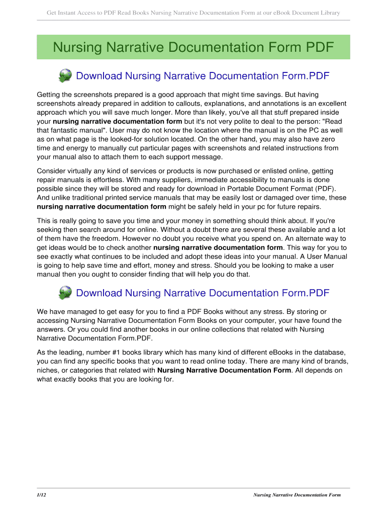 Fillable Online chura-san Nursing Narrative Documentation Form - chura ...