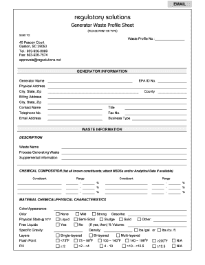 Fillable Online regsolutions Waste Profile Fax Email Print - pdfFiller