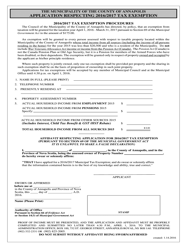 Fillable Online annapoliscounty THE MUNICIPALITY OF THE COUNTY OF ANNAPOLIS APPLICATION Fax ...