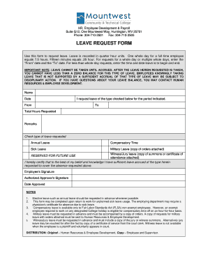 Fillable Online mctc LEAVE REQUEST FORM - Mountwest Community Technical ...