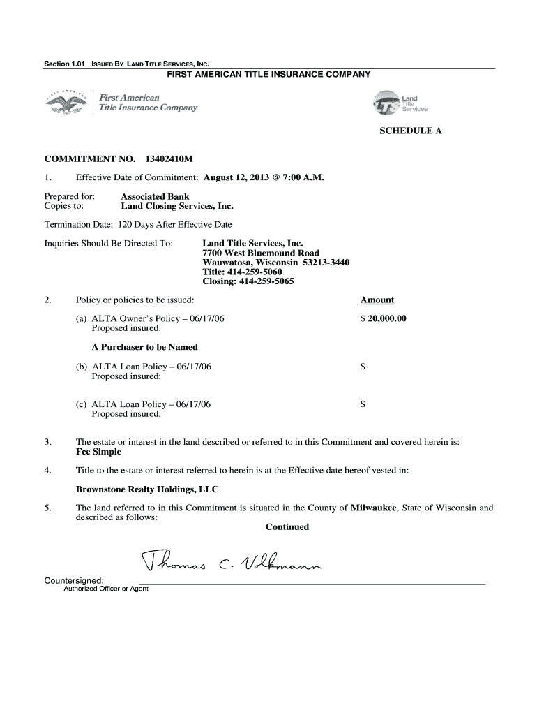 Fillable Online 01 ISSUED BY LAND TITLE SERVICES, INC Fax Email Print ...