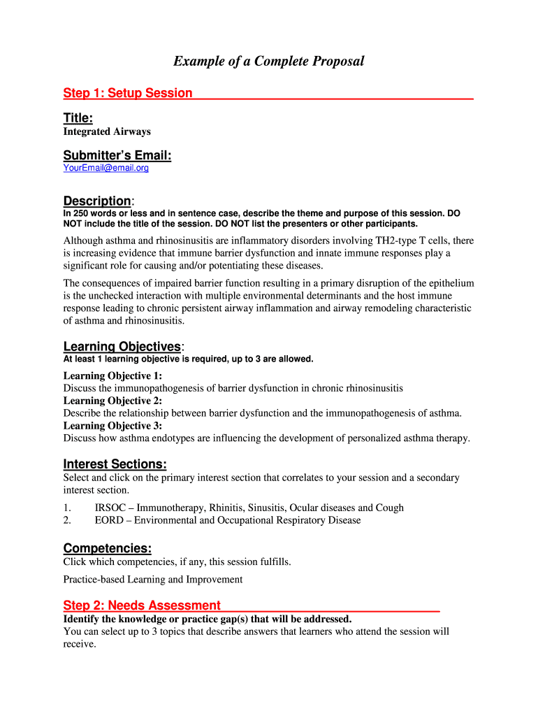 Fillable Online Example of a Complete Proposal Fax Email Print - pdfFiller