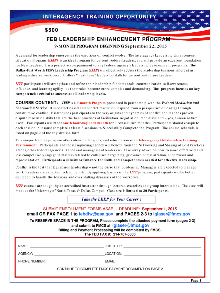 Fillable Online FEB LEADERSHIP ENHANCEMENT PROGRAM Fax Email Print ...