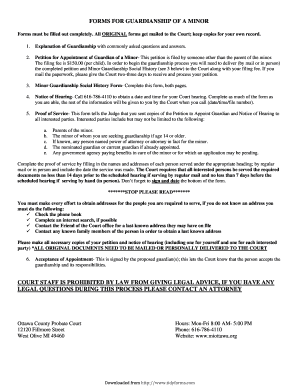 Fillable Online FORMS FOR GUARDIANSHIP OF A MINOR Fax Email Print ...