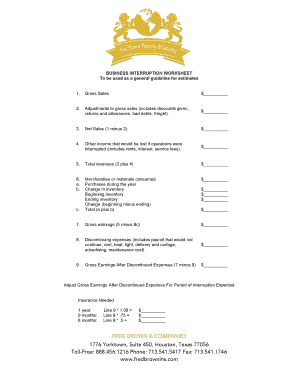 Fillable Online Business Interruption Worksheet-CoBranddoc Fax Email ...