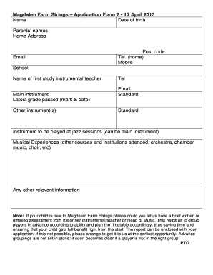 Fillable Online Magdalen Farm Strings Application Form Fax Email Print ...