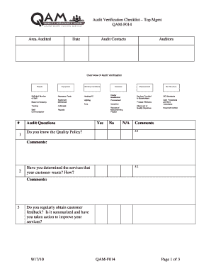 Fillable Online salemkeizer Audit Verification Checklist Top Mgmt QAM ...