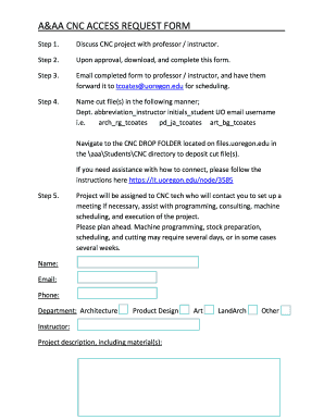 Fillable Online aaa uoregon AAA CNC ACCESS REQUEST FORM Fax Email Print ...