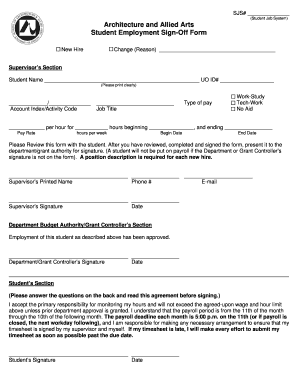Fillable Online aaa uoregon Student Empl Sign-Off.doc Fax Email Print ...
