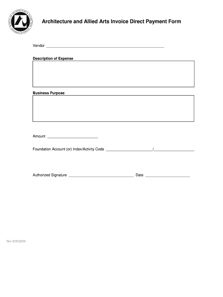 Fillable Online aaa uoregon Architecture and Allied Arts Invoice Direct ...