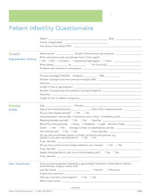 Fillable Online Patient Infertility Questionnaire Fax Email Print ...